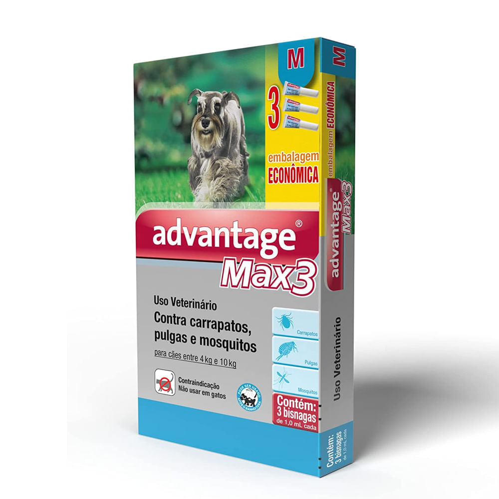 Antipulgas e Carrapatos Advantage Max3 Cães Elanco 4 a 10kg - Drogaria Sao Paulo