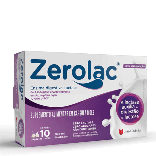 Zerolac 10.000 FCC 10 Cápsulas Moles Mastigáveis - Drogaria Sao Paulo
