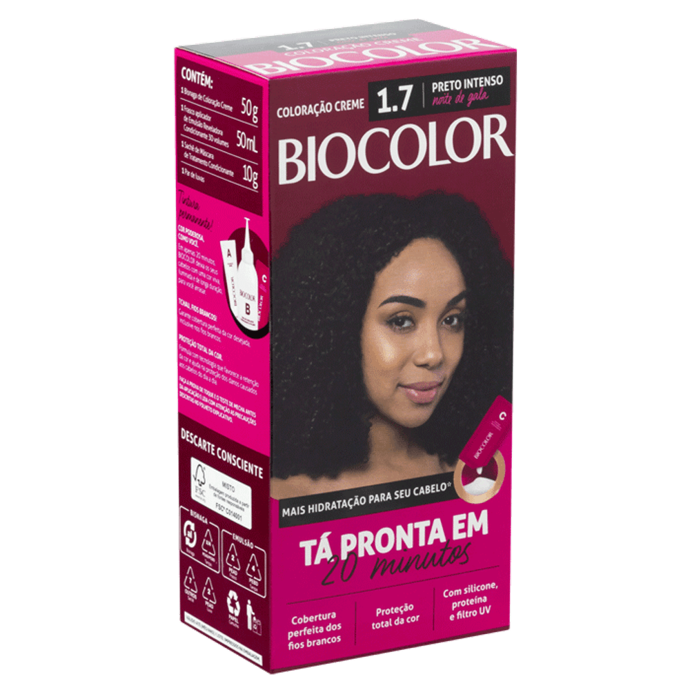 Tinta de Cabelo Biocolor 1.7 Preto Intenso Noite de Gala - Drogaria Sao ...