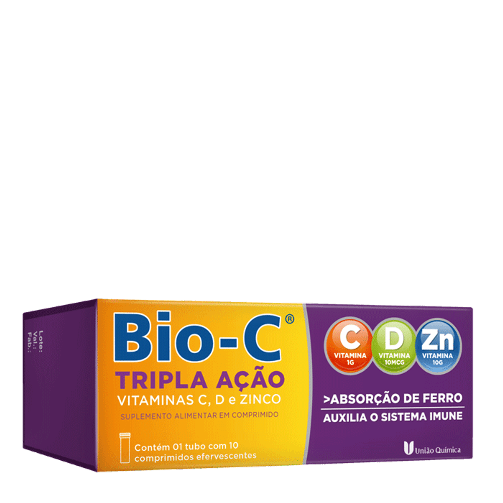 Complemento Alimentar Bio-C Tripla Ação 10 Comprimidos Efervescente ...