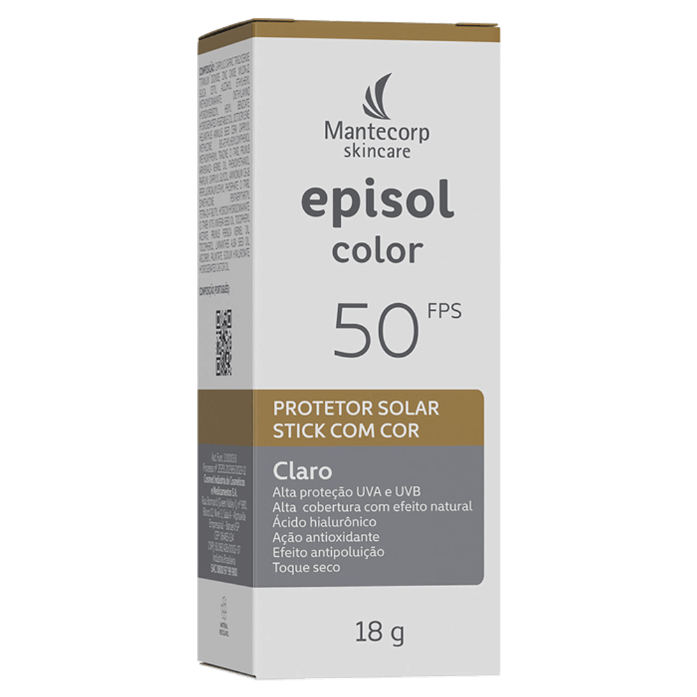 Protetor Solar Facial Episol FPS 50 Color Claro 18g Stick - Drogaria ...