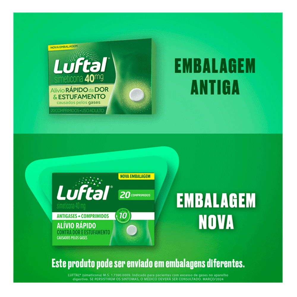 Antigases Luftal 40mg Simeticona 20 Comprimidos - Drogaria Sao Paulo