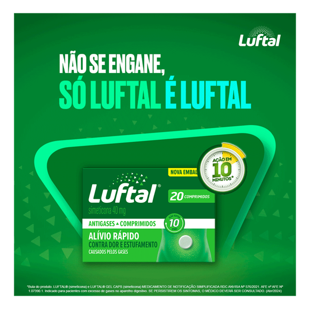 Antigases Luftal 40mg Simeticona 20 Comprimidos - Drogaria Sao Paulo