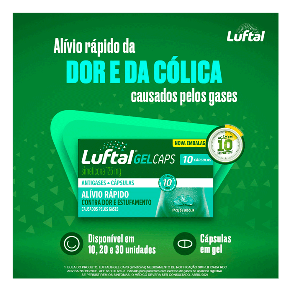 Antigases Luftal Gel Caps 125mg Simeticona 10 Cápsulas - Drogaria Sao Paulo