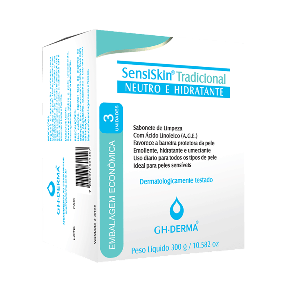 Kit Sabonete em Barra GH Derma SensiSkin Hidratante Neutro 3 Unidades de 100g - Drogaria Sao Paulo