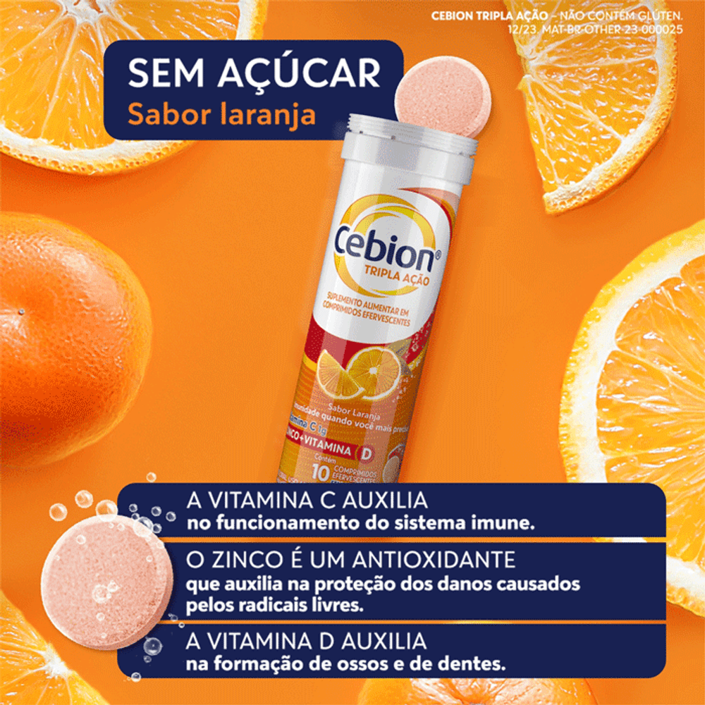 Complemento Alimentar Cebion Para Levar Vitamina C + D + Zinco Sabor ...