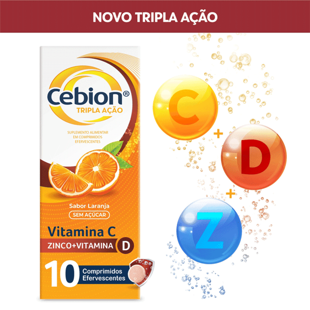 Complemento Alimentar Cebion Para Levar Vitamina C + D + Zinco Sabor ...