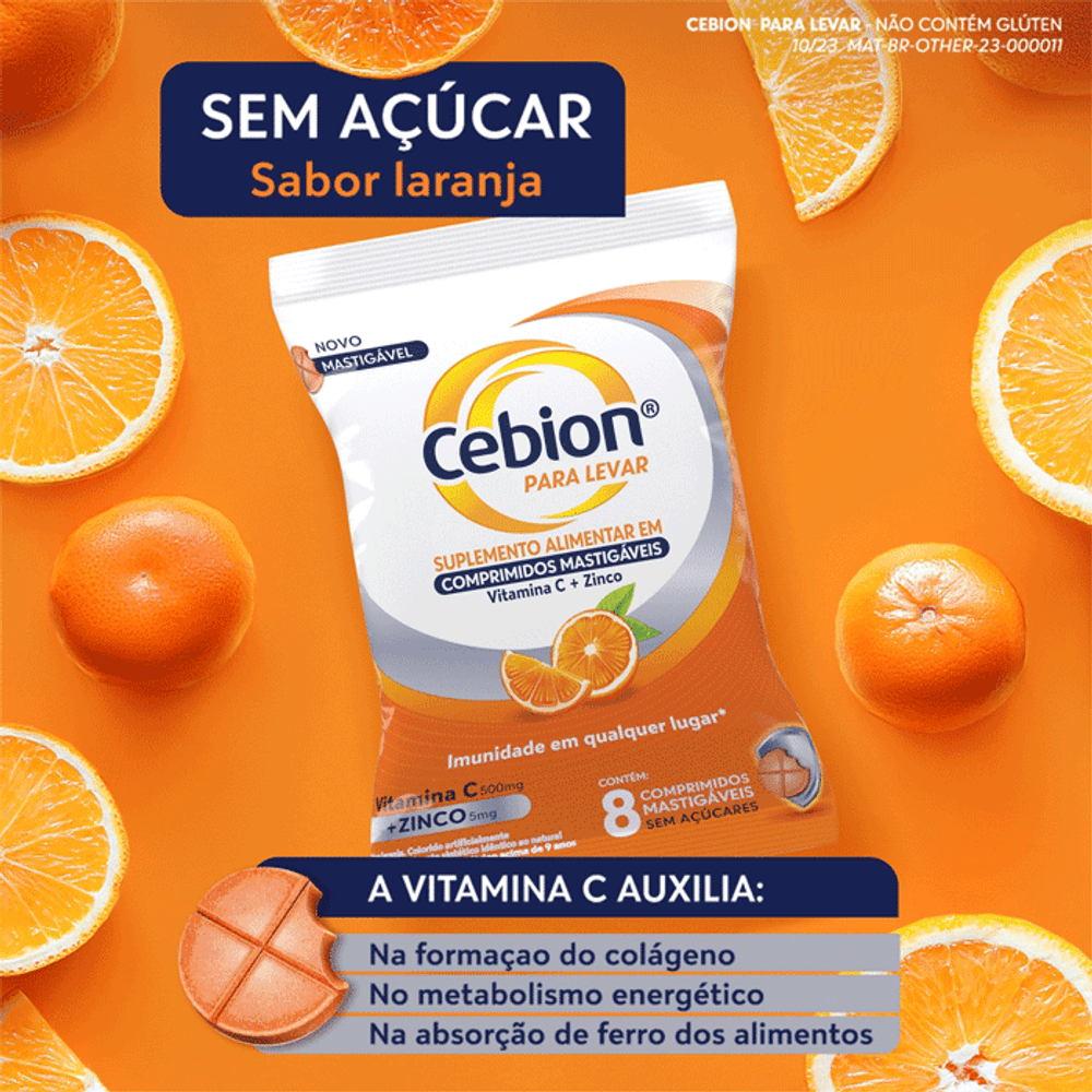 Complemento Alimentar Cebion para Levar Vitamina C + Zinco Laranja 8 ...