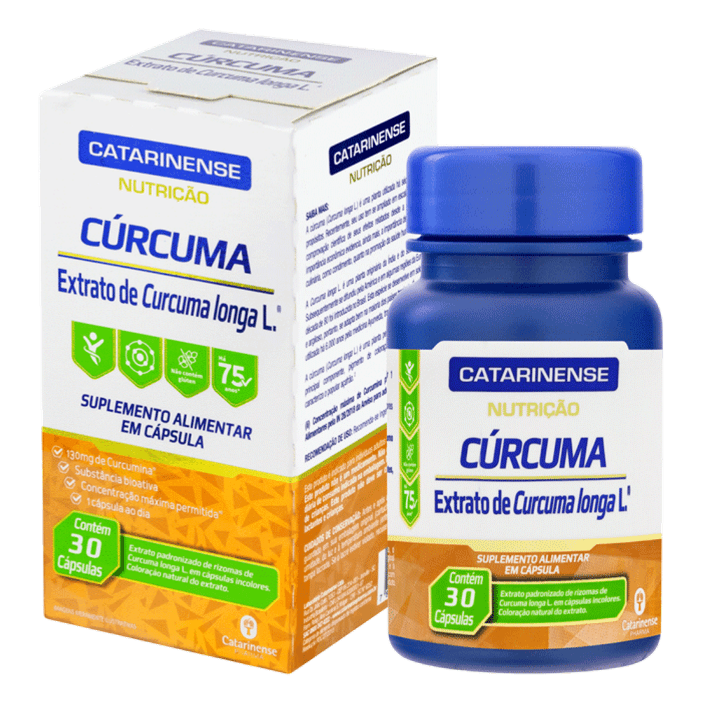 Suplemento Alimentar Cúrcuma 130mg Catarinense Nutrição 30 Cápsulas ...