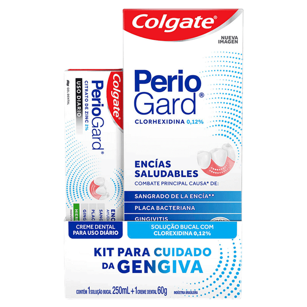 Kit Colgate PerioGard Enxaguante Bucal Zero Álcool 250ml + Pasta de ...