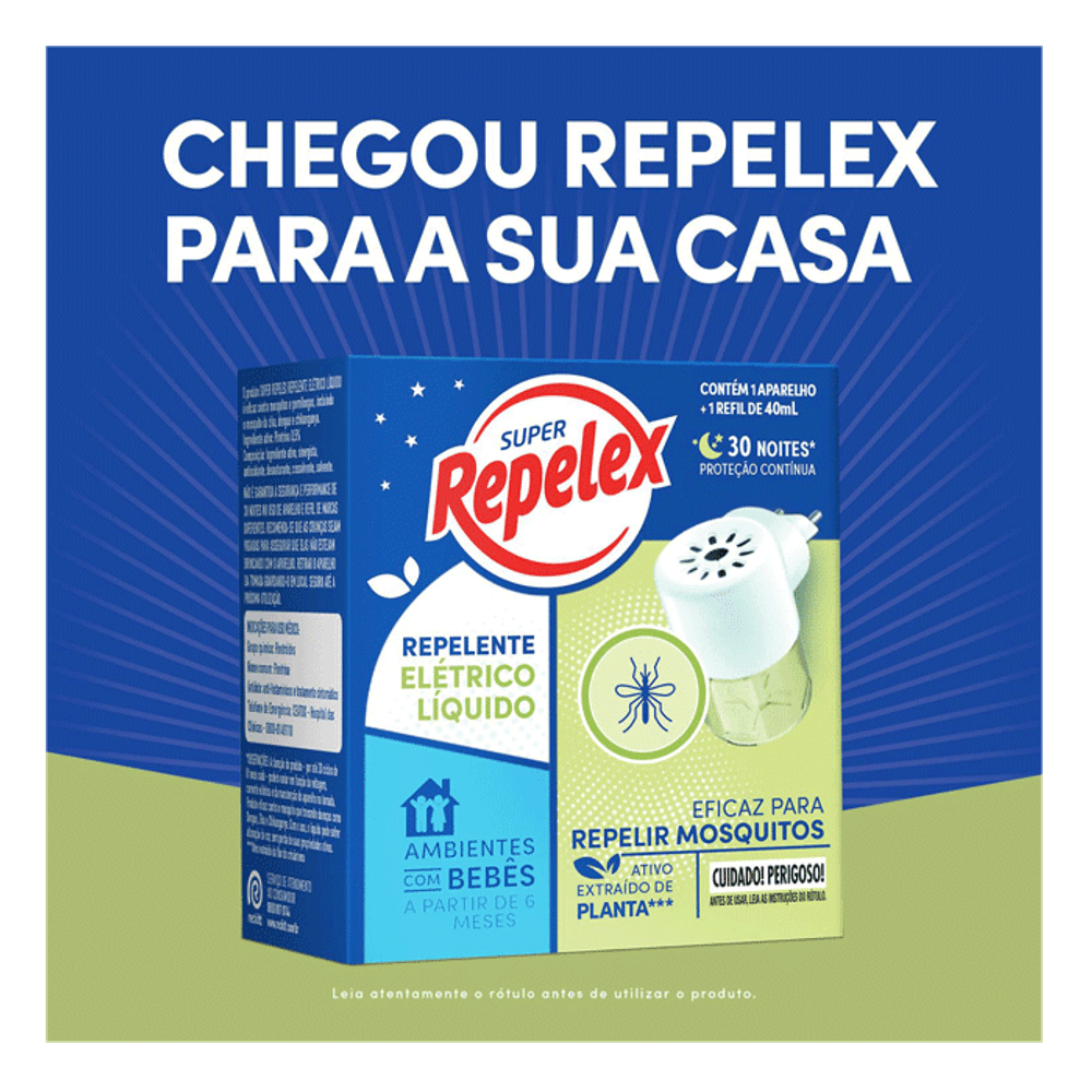 Kit Repelex Aparelho Elétrico + Refil Repelente Líquido 30 Noites 40ml ...