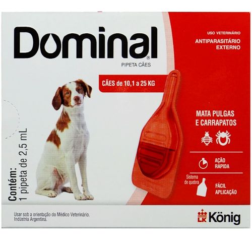 DOMINAL PIPETA PARA CÃES 10,1 A 25KG 2,5ML VERMELHO KIT COM 2 ...