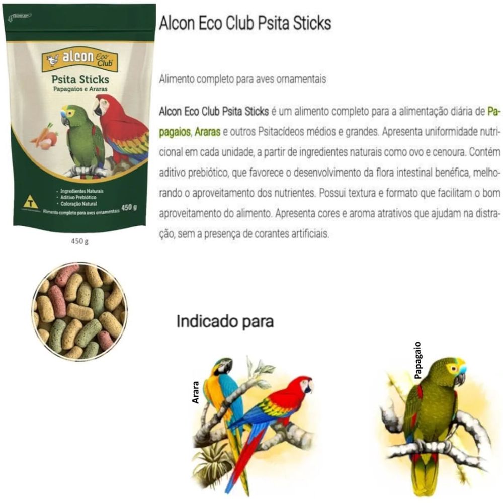 ALCON ECO CLUB PSITA STICKS 450G - Drogaria Sao Paulo
