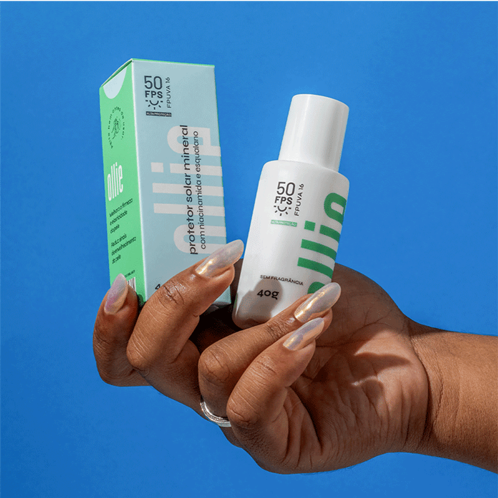 Protetor Solar Facial Ollie FPS 50 Mineral 40g Fluido - Drogaria Sao Paulo