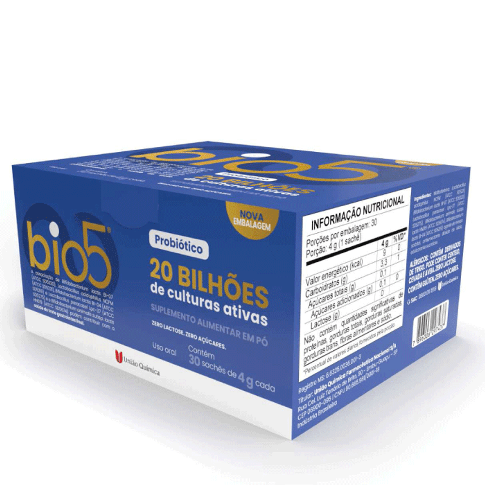 Probiótico Bio 5 Uniao Química 30 Saches de 4g - Drogaria Sao Paulo