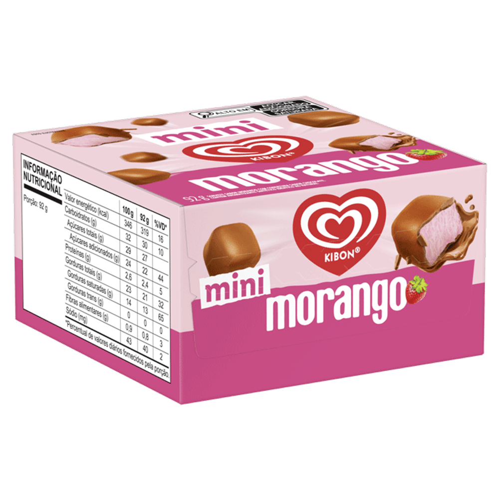 Mini Sorvete Kibon Morango com Cobertura de Chocolate 92g - Drogaria Sao Paulo