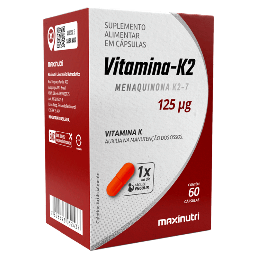 Vitamina K2 125mcg Maxinutri 60 Cápsulas - Drogaria Sao Paulo