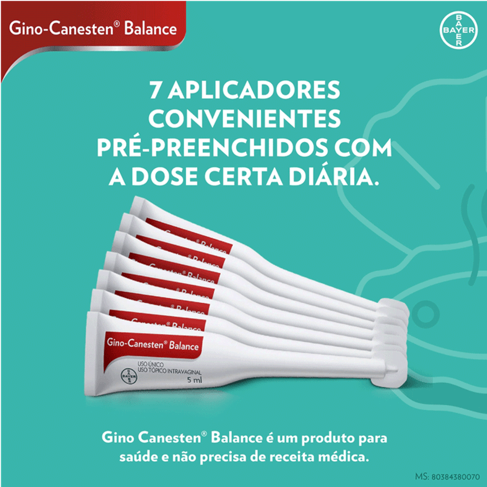 Gino Canesten Balance Gel Vaginal 5ml Bayer 7 Unidades - Drogaria Sao Paulo