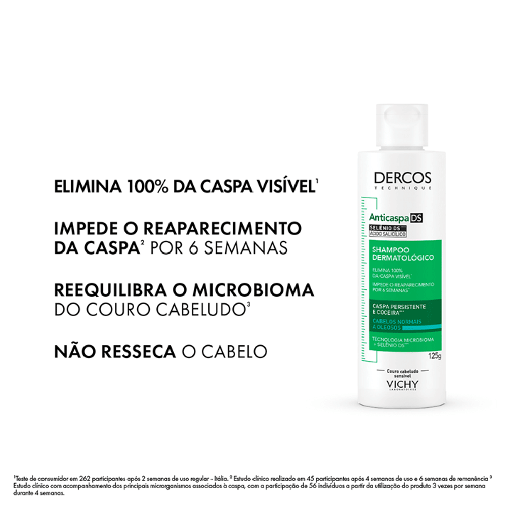 Shampoo Vichy Dercos Anticaspa DS Cabelos Normais a Oleosos 125g ...