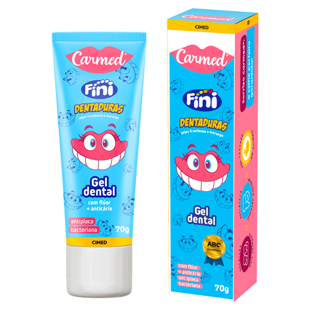 Pasta de Dente Gel Infantil Carmed Fini Dentaduras 70g - Drogaria Sao Paulo