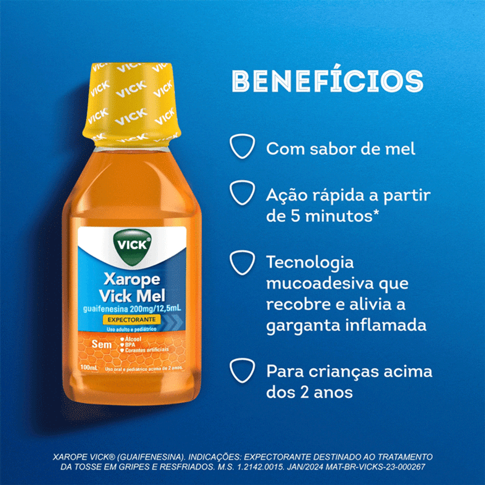 Expectorante Vick Mel 100ml Xarope - Drogaria Sao Paulo