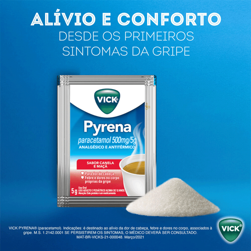 Chá para Gripe Vick Pyrena Sabor Maçã e Canela 5g - Drogaria Sao Paulo