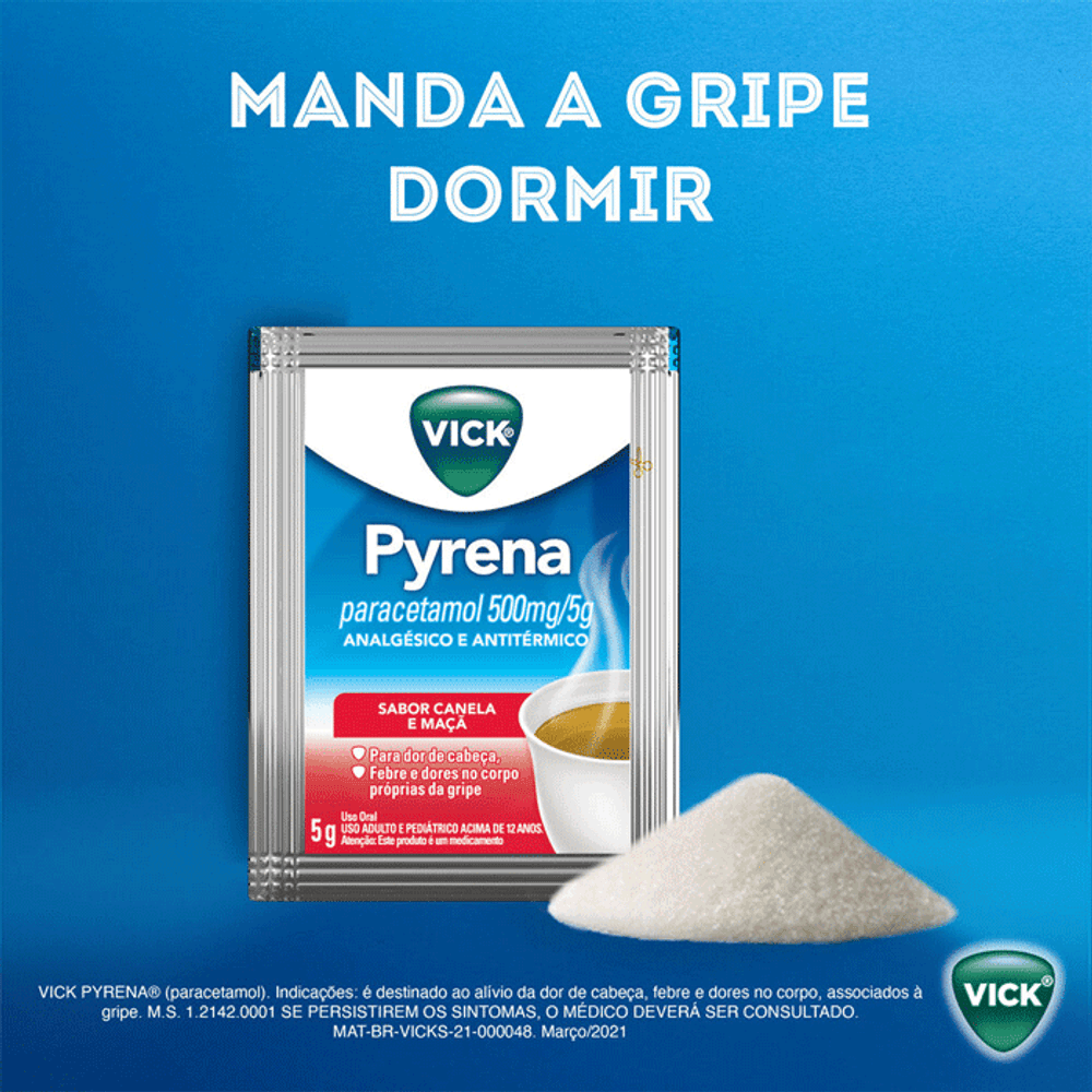 Chá para Gripe Vick Pyrena Sabor Maçã e Canela 5g - Drogaria Sao Paulo