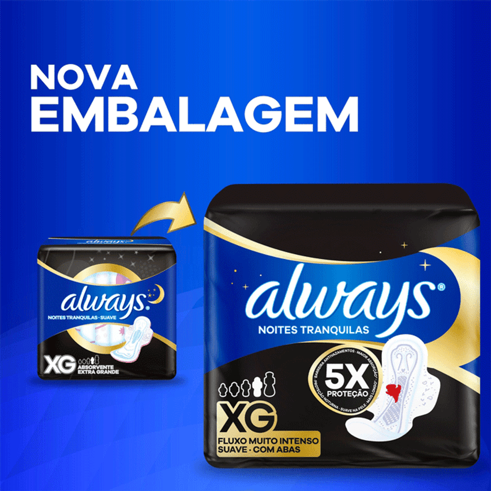 Absorvente Always Noites Tranquilas com Abas Suave XG 42 Unidades ...