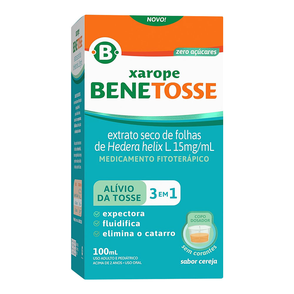 Expectorante e Fitoterápico Benetosse Sabor Cereja 100ml Xarope + Copo ...