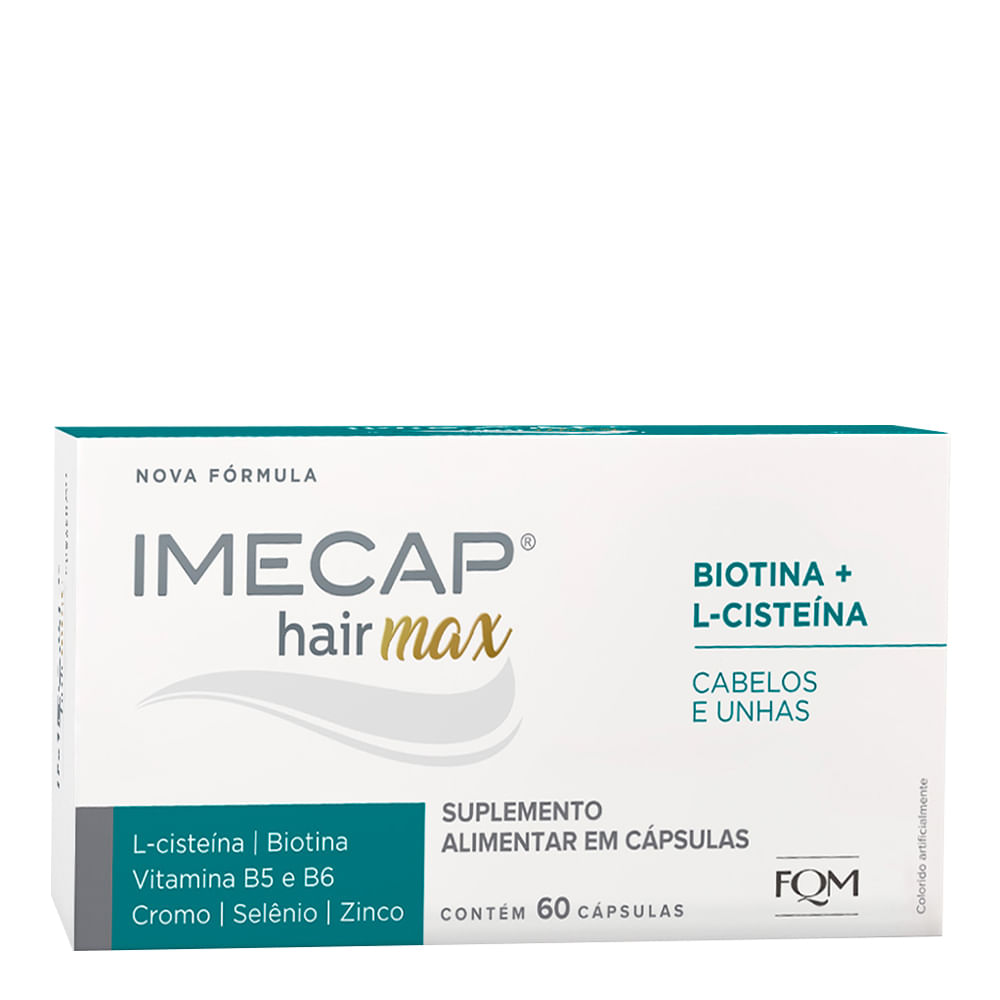 Suplemento Alimentar Imecap Hair Max Cabelos e Unhas FQM 60 Cápsulas ...