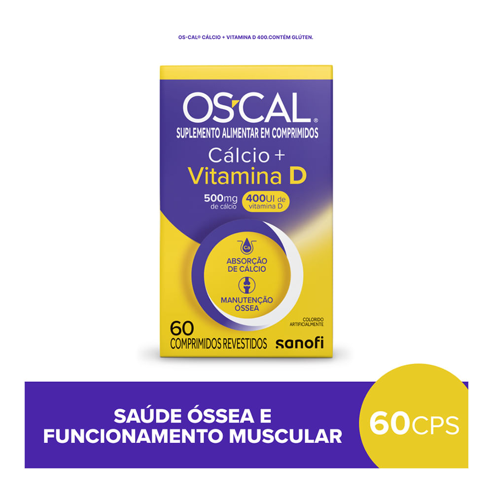Suplemento Alimentar Os-Cal D Cálcio 500mg + Vitamina D 400UI 60 ...