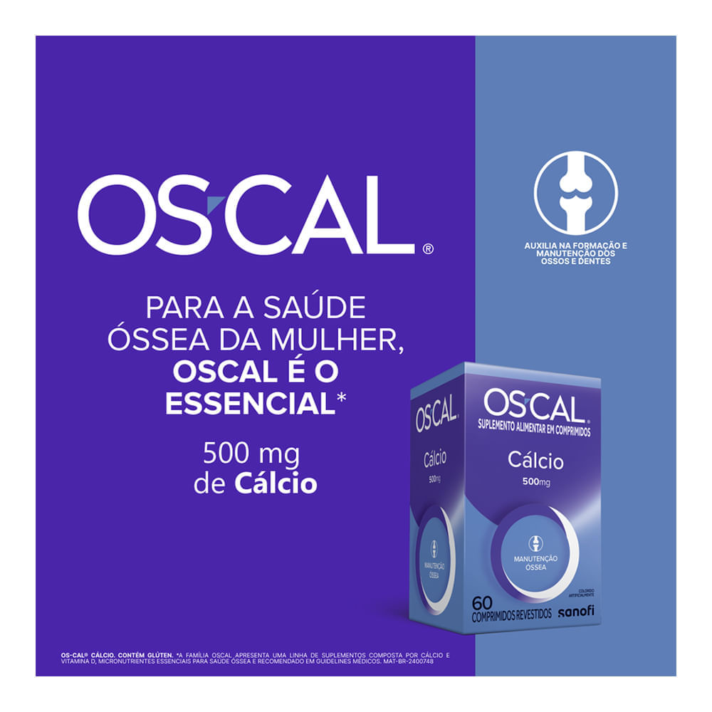Suplemento Alimentar Os-Cal Cálcio 500mg 60 comprimidos revestidos ...