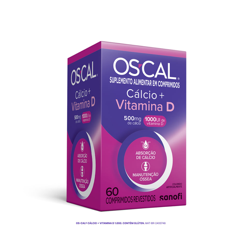 Suplemento Alimentar Os-Cal D Cálcio 500mg + Vitamina D 1000UI 60 ...