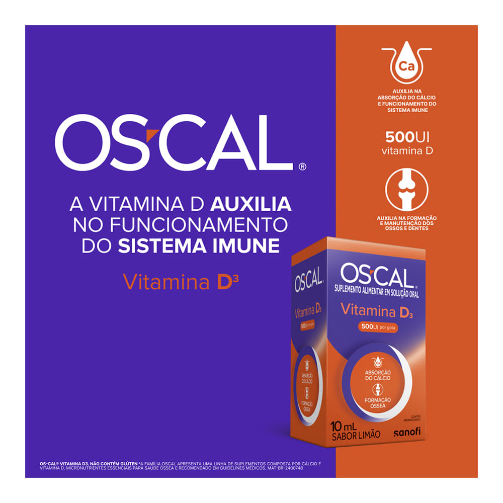 OS-CAL® Vitamina D3 500UI 10ml Gotas - Drogaria Sao Paulo