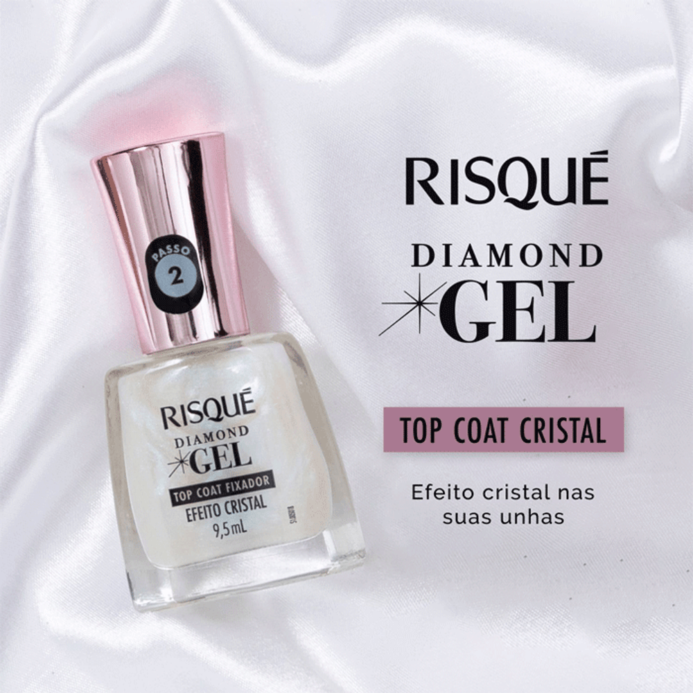 Esmalte Top Coat Risque Diamond Gel Fixador Efeito Cristal 9,5ml ...