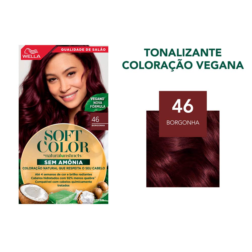 Tinta de Cabelo Wella Soft Color 46 Borgonha - Drogaria Sao Paulo