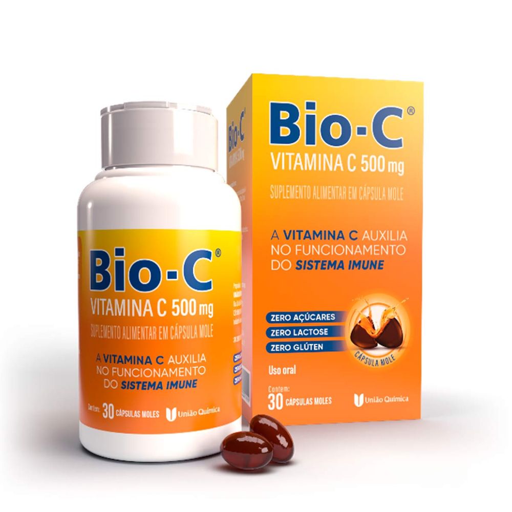Vitamina Bio C 500mg Uniao Química 30 Cápsulas Moles - Drogaria Sao Paulo