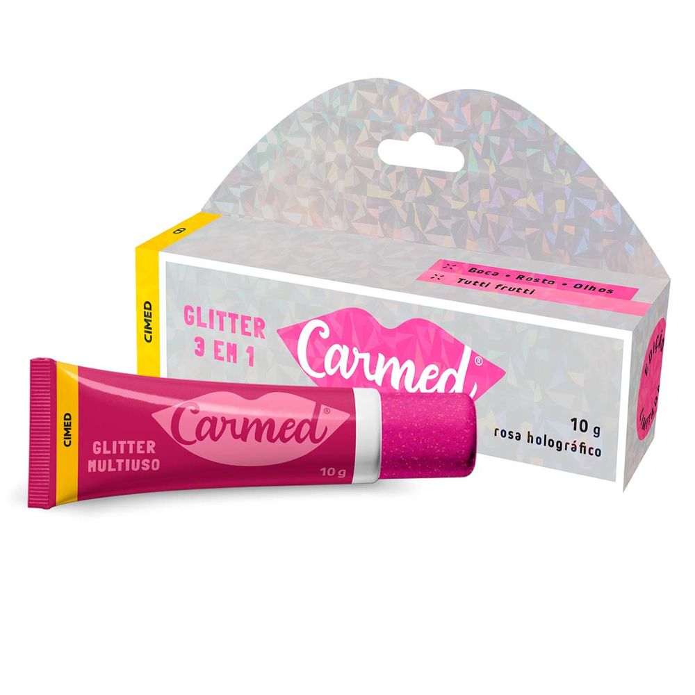 Hidratante Labial Carmed Glitter 3 Em 1 Boca, Rosto e Olhos Rosa Holográfico 10g - Drogaria Sao ...