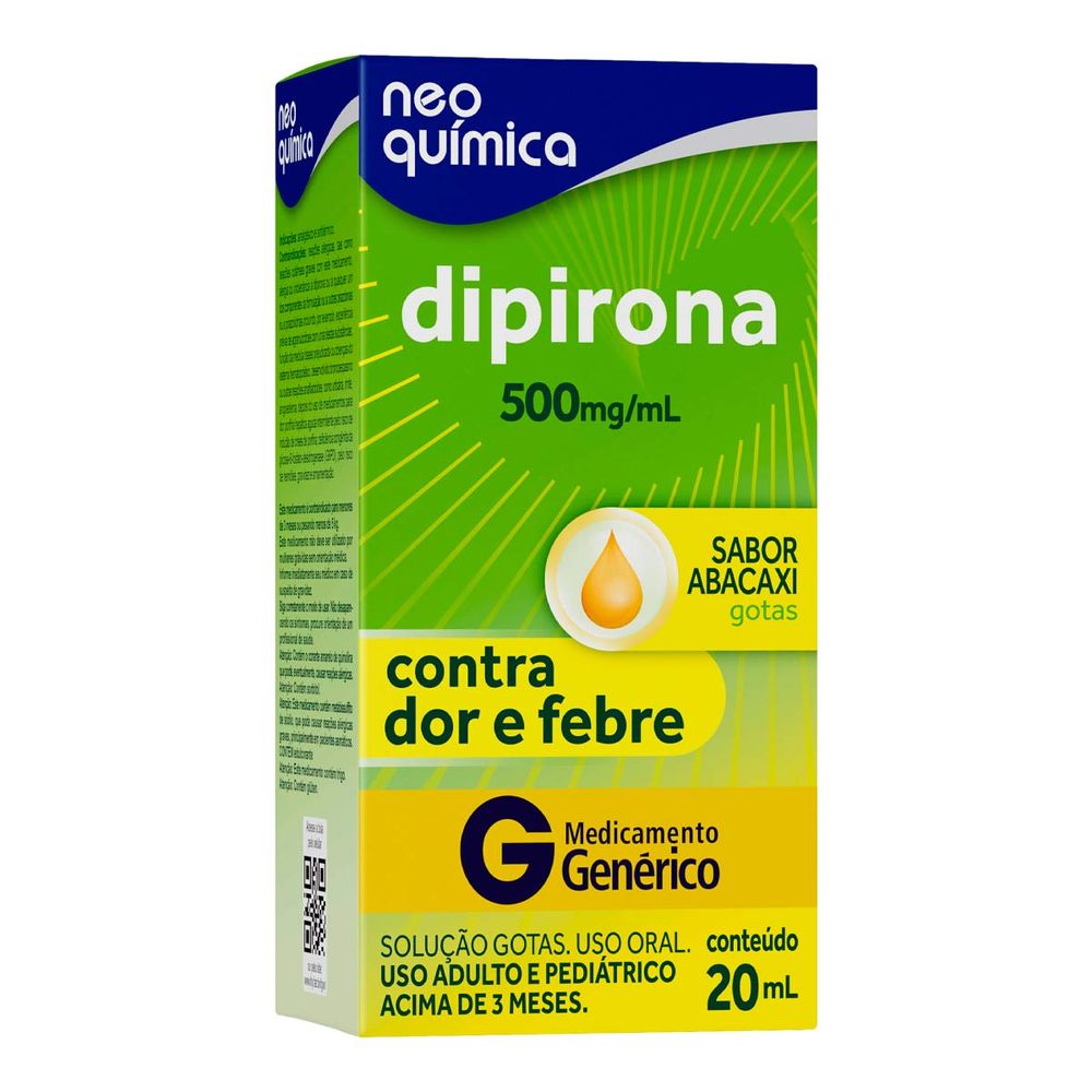 Dipirona Monoidratada 500mg/ml Genérico Neo Química Abacaxi 20ml Gotas ...