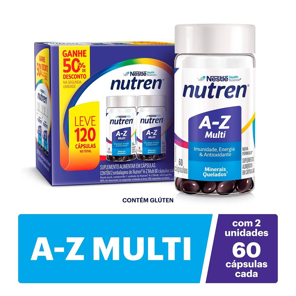 Suplemento Alimentar Nutren A-Z Multivitamínico 2 Unidades com 60 ...