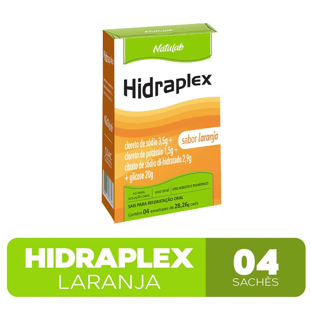 Hidraplex Reidratante Oral Sabor Laranja 4 Envelopes - Drogaria Sao Paulo