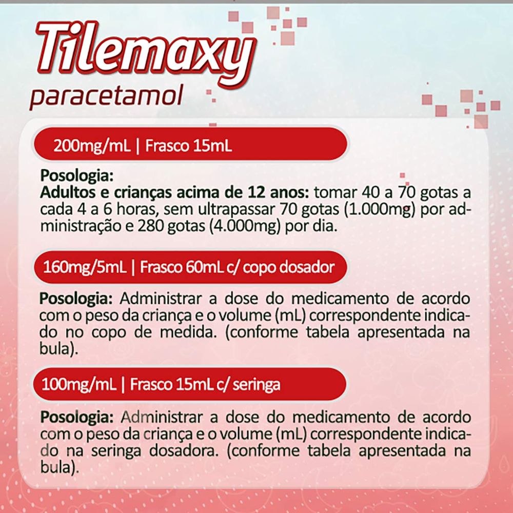 Analgésico e Antitérmico Tilemaxy Baby 100mg/ml Sabor Frutas 15ml ...
