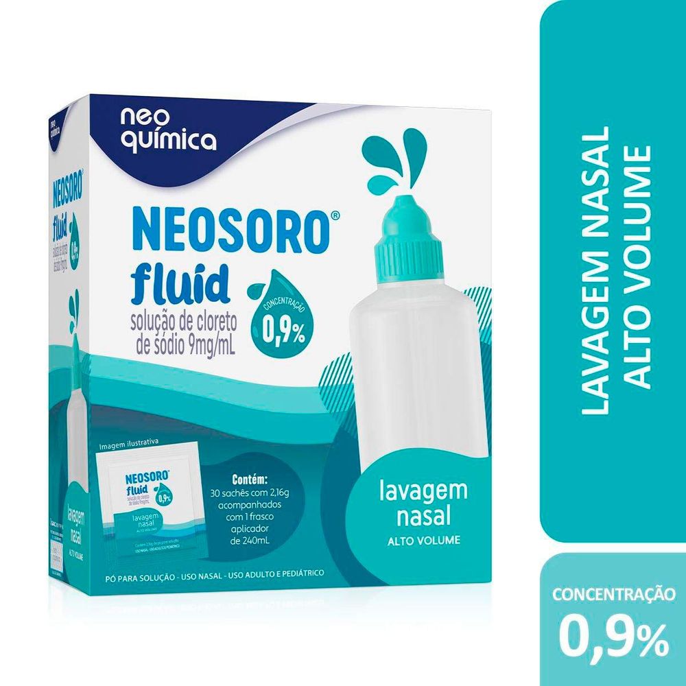 Descongestionante Nasal Neosoro Fluid Alto Volume 0,9% 30 sachês ...