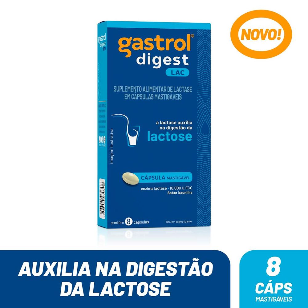 Enzima Lactase Gastrol Digest 10.000U.FCC Baunilha 8 cápsulas ...
