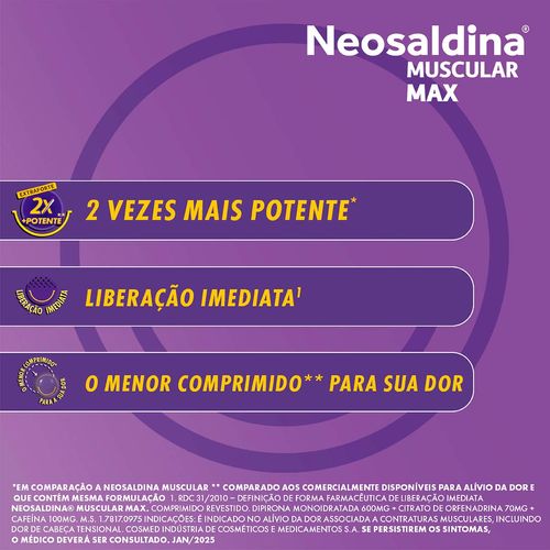 Analgésico e Relaxante Muscular Neosaldina Muscular Max 600mg 16 ...