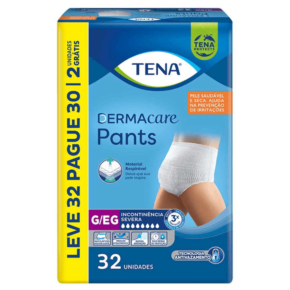 Roupa Íntima Tena Pants Dermacare G/EG 32 Unidades - Drogaria Sao Paulo