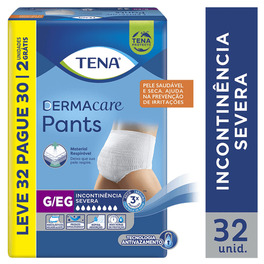 Roupa Íntima Tena Pants Dermacare G/EG 32 Unidades - Drogaria Sao Paulo