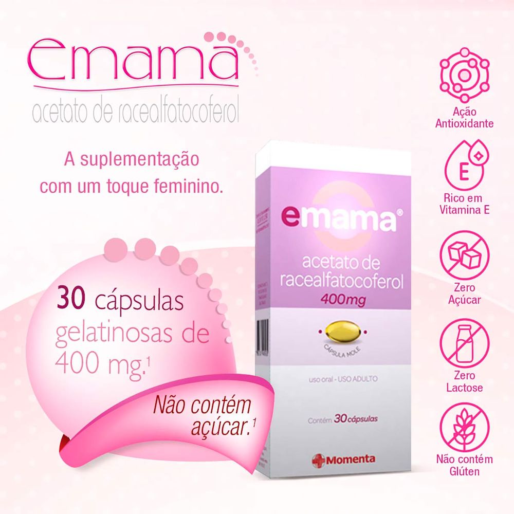 Vitamina E Emama 400mg Momenta 30 Cápsulas - Drogaria Sao Paulo