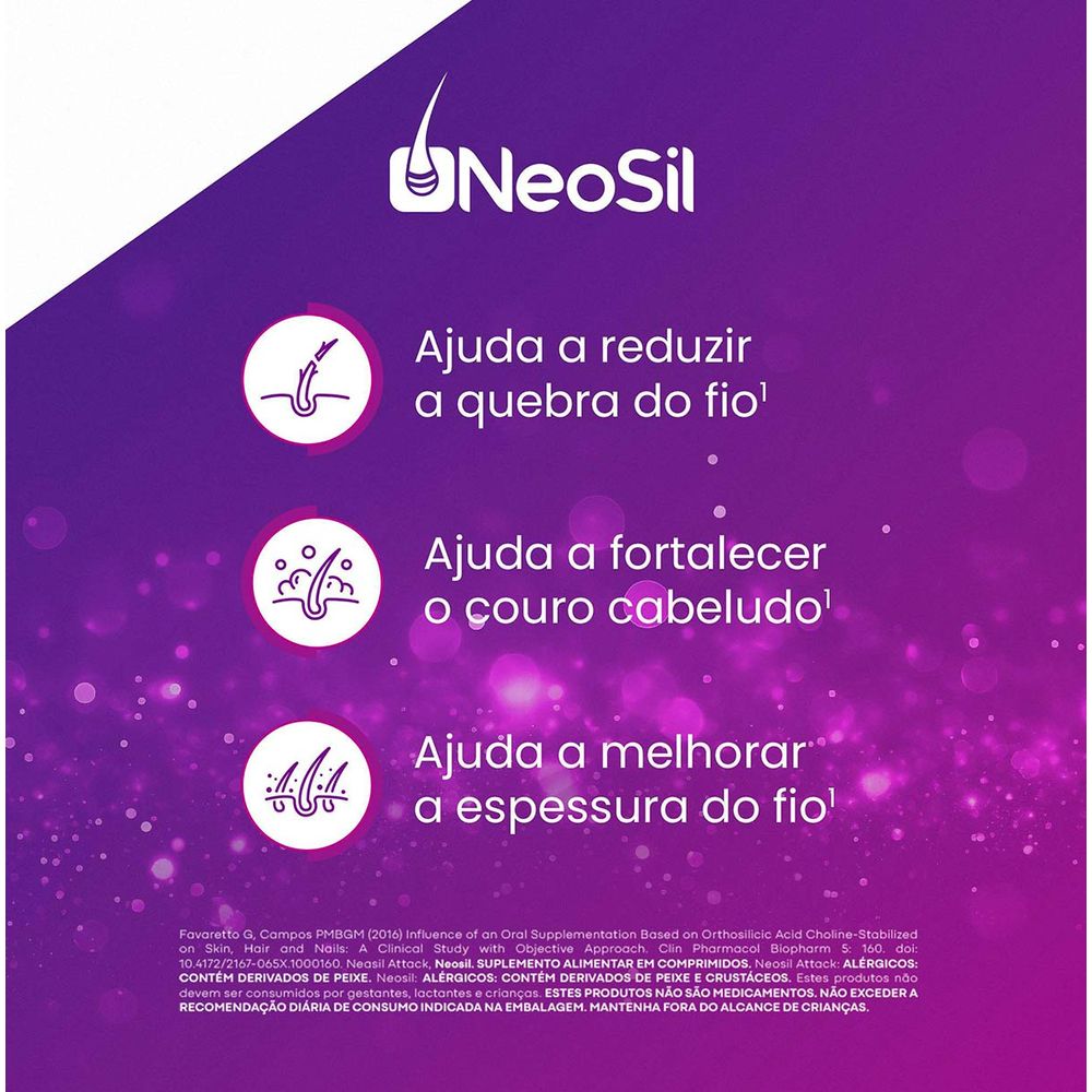 Suplemento Alimentar Neosil Attack Under Skin Cabelos, Unhas e Pele 90 ...