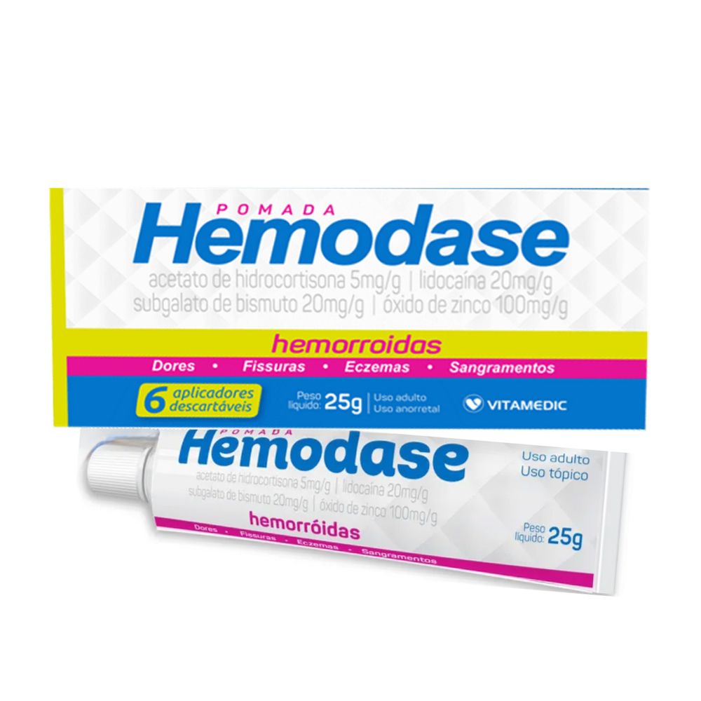 Tratamento para Hemorróida Hemodase 25g Pomada + 6 Aplicadores ...